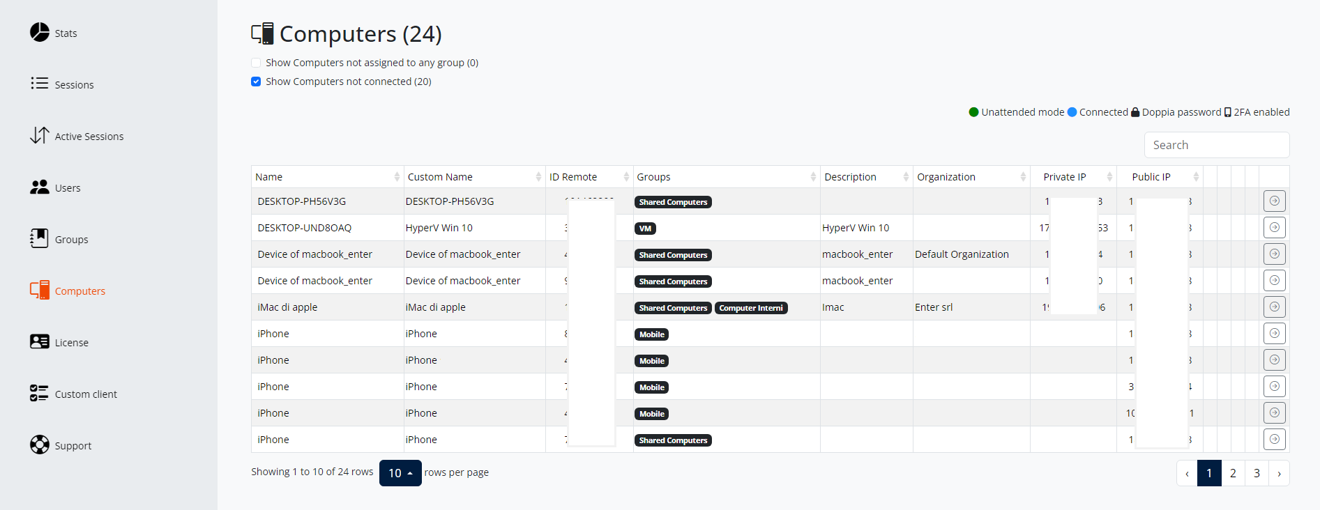 Iperius Remote Management Console : Web Administrative Area